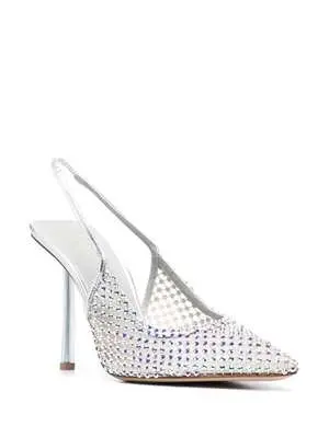 LE SILLA Crystal-embellished Slingback Pumps - Silver