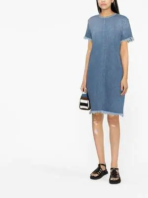 Fabiana Filippi Frayed Denim Mini Dress