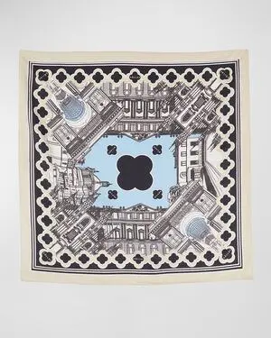 CALLAS MILANO Printed Silk Twill Scarf Black & White