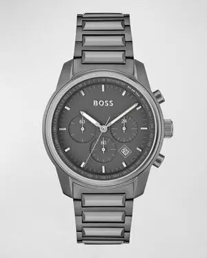 Hugo Boss Men's Trace Chronograph Stainless Steel Bracelet Watch, 44mm - Grey