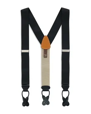 Trafalgar Hudson Nylon Button End Suspenders - Black
