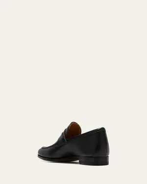 Magnanni Sasso Leather Penny Loafers - Black