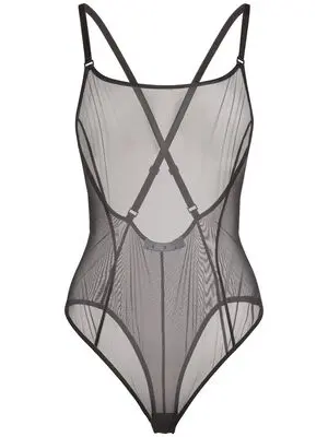 Off-White Mesh Criss Cross Bodysuit - Black