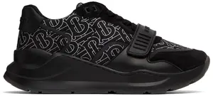 Burberry Burberry Black Monogram Print Ramsey Sneakers - Black / White