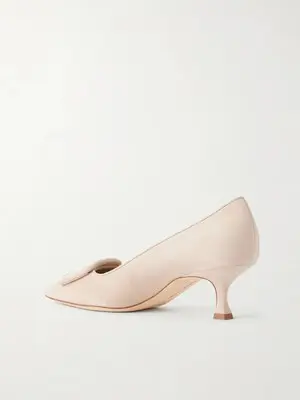 Manolo Blahnik Maysale 50 Buckled Suede Pumps - Neutrals