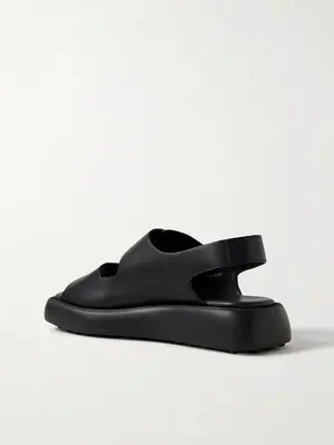 TOD'S Gomma Buckled Leather Platform Sandals - Black