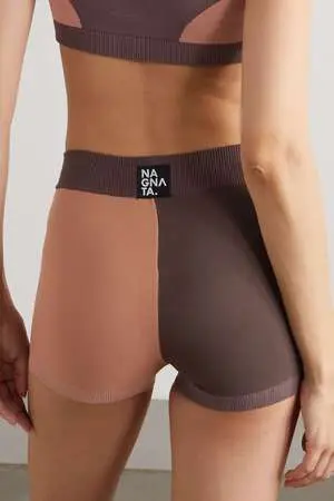 NAGNATA Net Sustain Yoni Two-tone Organic Cotton-blend Shorts