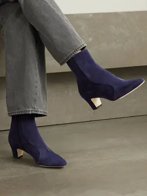 Manolo Blahnik Myconia 50 Suede Ankle Boots - Blue