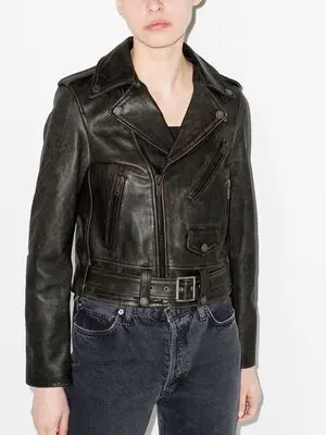 GOLDEN GOOSE Distressed-effect Leather Biker Jacket - Black