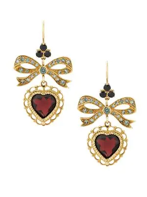 Dolce & Gabbana 18k Yellow Devotion Rhodolite Garnet Earrings - Gold
