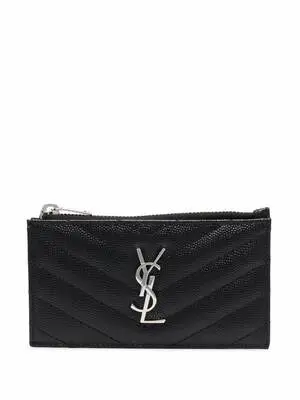 Saint Laurent Logo-plaque Quilted Wallet - Black