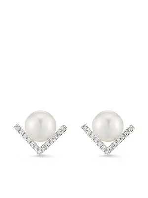 Mateo 14kt White Right Angle Pearl Stud Earring - Gold