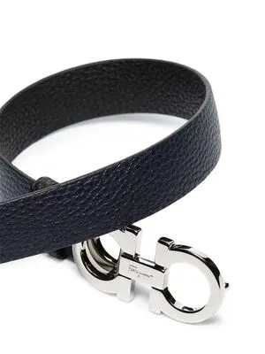 FERRAGAMO Gancini Buckle Reversible Leather Belt - Blue