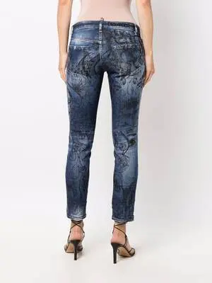 Dsquared2 Floral-print Skinny Jeans