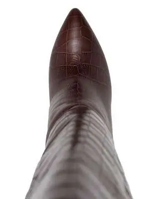 Paris Texas Croc-effect Leather High Stiletto Boots - Brown