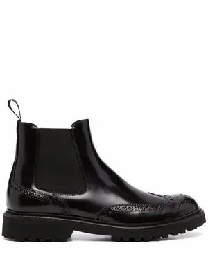 SCAROSSO Slip-on Brogue Boots - Brown