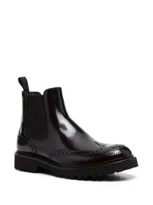 SCAROSSO Slip-on Brogue Boots - Brown