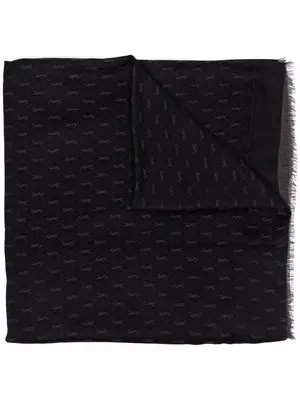 Saint Laurent Monogram Fine-knit Scarf - Black
