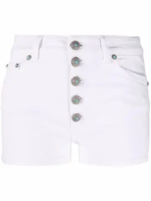 DONDUP Gemstone-embellished Denim Shorts White
