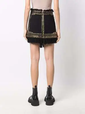 Balmain All Over Studded Embroidered Tweed Skirt