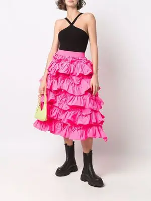 Red Valentino A-line Ruffled Skirt - Pink