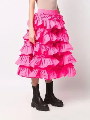 Red Valentino A-line Ruffled Skirt - Pink