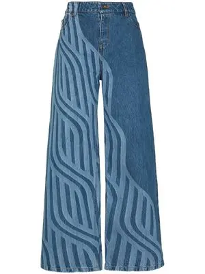 Ahluwalia Laser-print Wide-leg Jeans