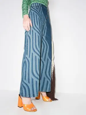 Ahluwalia Laser-print Wide-leg Jeans