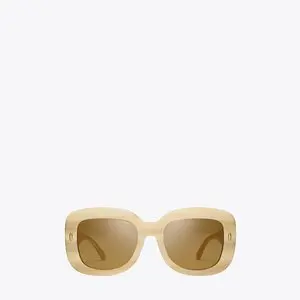 Tory Burch Tory Burch Miller Oversized Square Sunglasses Ivory Horn