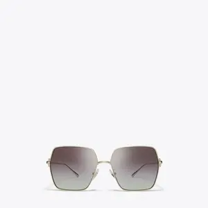 Tory Burch Miller Oversized Square Sunglasses - Shiny Light Gold/grey Gradient Violet