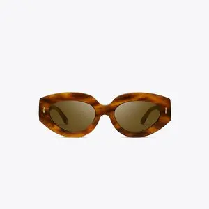 Tory Burch Tory Burch Miller Cat-Eye Sunglasses Honey Wood