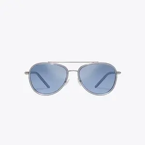 Tory Burch Eleanor Pilot Sunglasses Azure