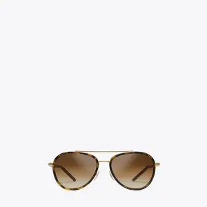 Tory Burch Eleanor Pilot Sunglasses - Dark Tortoise