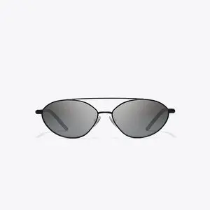 Tory Burch Eleanor Oval Sunglasses Black/grey