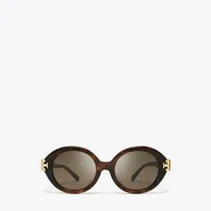 Tory Burch Eleanor Oval Sunglasses - Gradient Tortoise/dark Brown