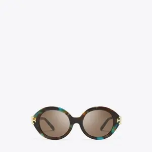 Tory Burch Eleanor Oval Sunglasses - Jade Spotted/brown