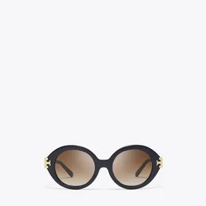 Tory Burch Eleanor Oval Sunglasses - Navy/brown Gradient