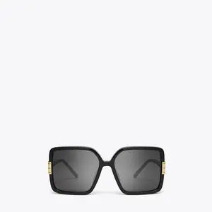 Tory Burch Eleanor Oversized Square Sunglasses - Black/dark Grey