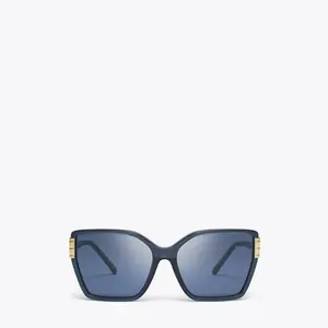 Tory Burch Eleanor Oversized Square Sunglasses - Transparent Navy/dark Blue