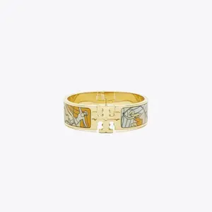 Tory Burch Kira Enamel Wide Bangle - Tory Gold/acrobats Pink