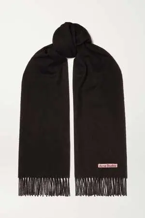 Acne Studios Fringed Wool Scarf - Black