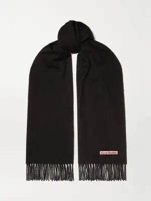 Acne Studios Fringed Wool Scarf - Black