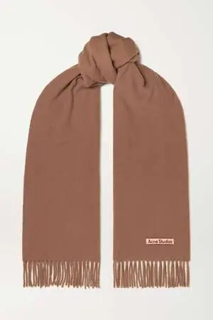 Acne Studios Fringed Wool Scarf Camel