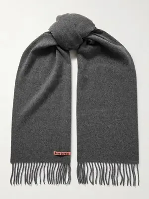 Acne Studios Fringed Wool Scarf - Gray