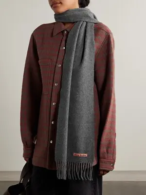 Acne Studios Fringed Wool Scarf - Gray