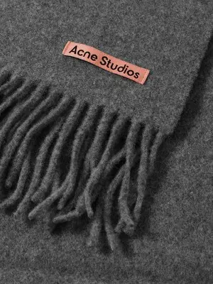 Acne Studios Fringed Wool Scarf - Gray