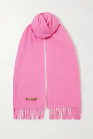 Acne Studios Fringed Wool Scarf Pink