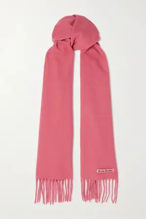 Acne Studios Fringed Wool Scarf Red