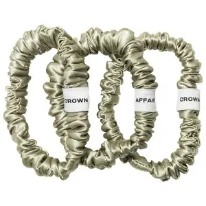 CROWN AFFAIR The Silk Scrunchie No. 001 Set - Olive