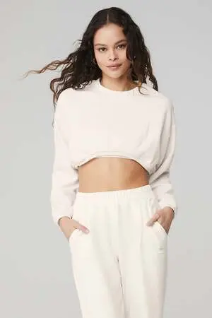 Alo Yoga Cropped Tailored Crew Neck Sweatshirt